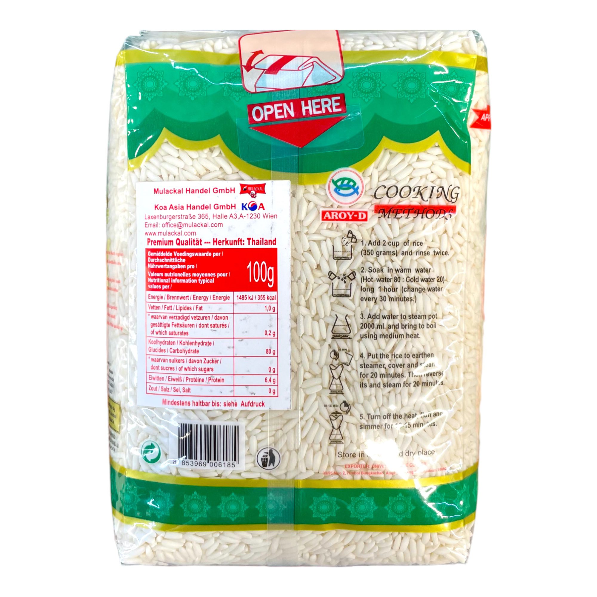 Glutinous Rice Sticky Rice AROY-D 1kg - SpiceMart